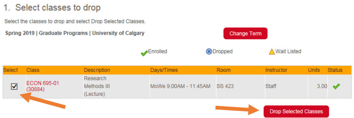 Drop a class | Faculty of Graduate Studies | University of Calgary