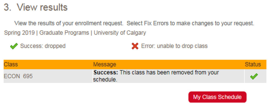 Drop a class | Faculty of Graduate Studies | University of Calgary